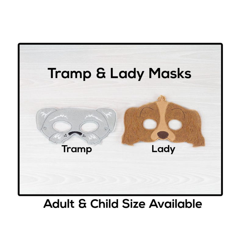 Tramp & Lady Masks-adult or Child Size Felt Mask-costume-creative ...