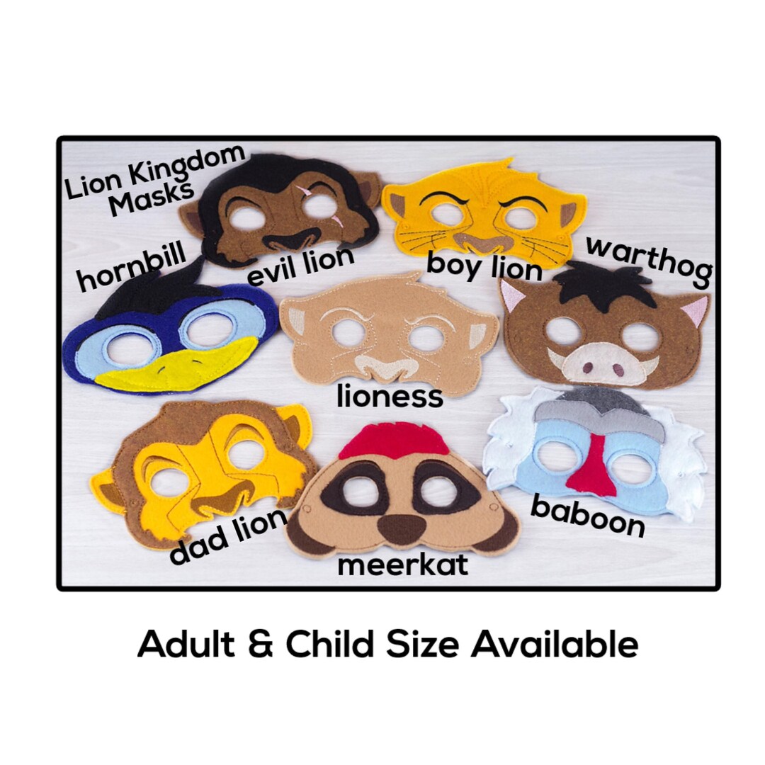 Lion King Masks-adult or Child Size Felt Mask-costume-creative ...