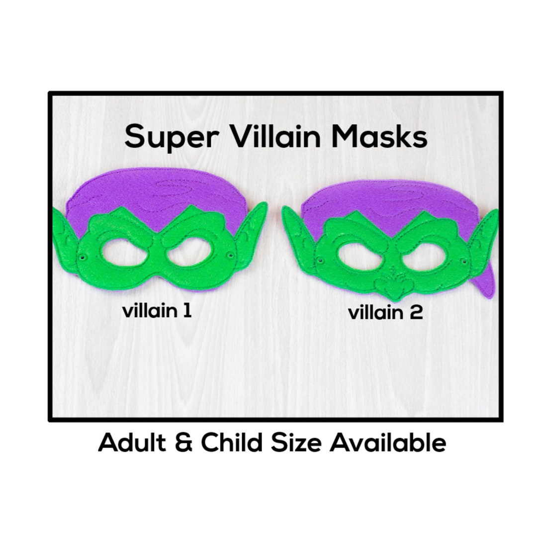 Super Villain Masks-adult or Child Size Felt Mask-costume-creative ...