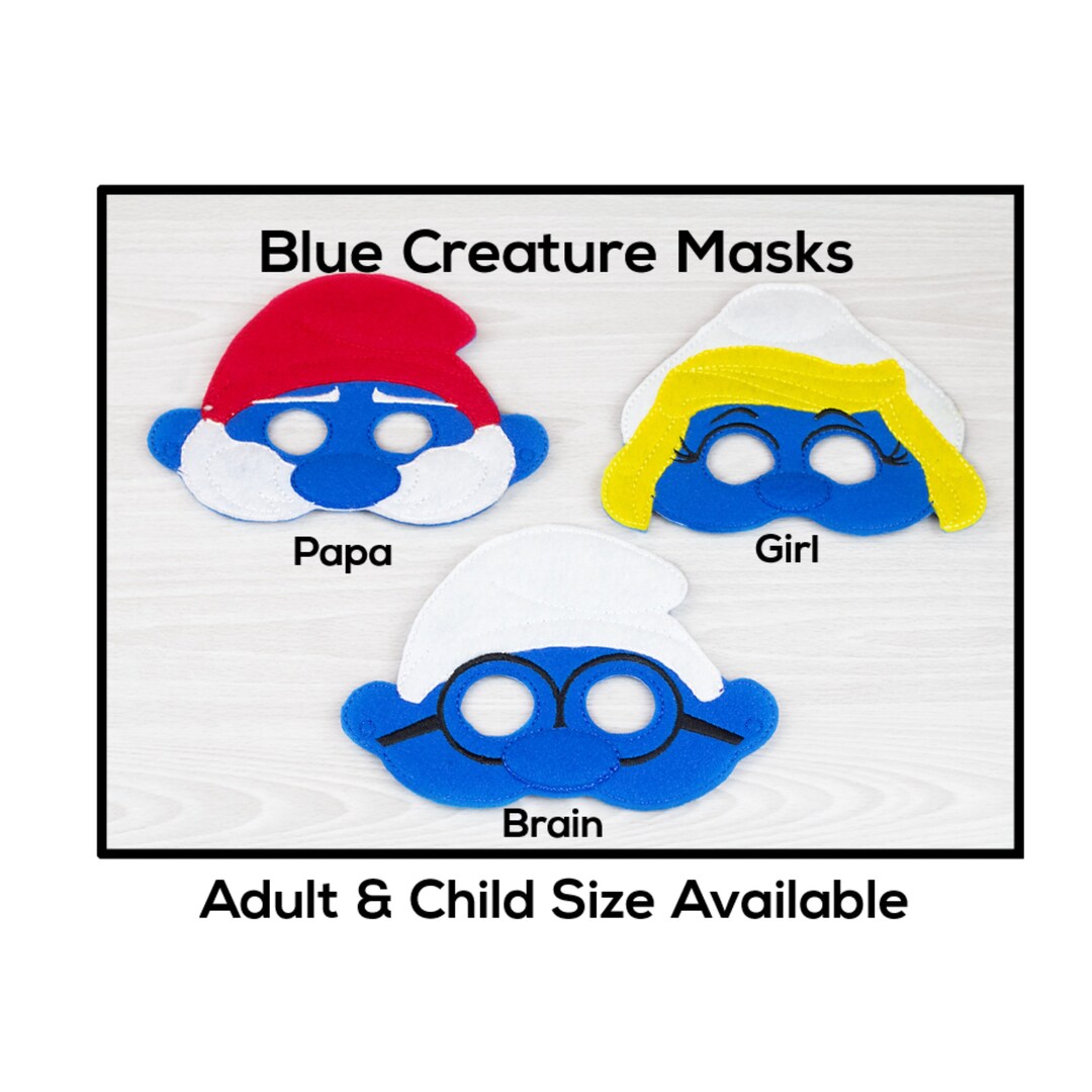Blue Creature Masks-adult or Child Size Felt Mask-costume-creative ...