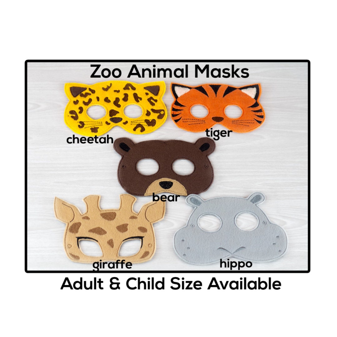 Zoo Animal Masks-adult or Child Size Felt Mask-costume-creative ...