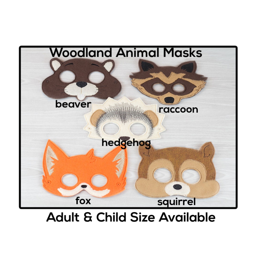 Woodland Animal Masks-adult or Child Size Felt Mask-costume-creative ...