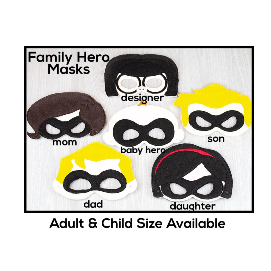 Family Hero Masks-adult or Child Size Felt Mask-costume-creative ...