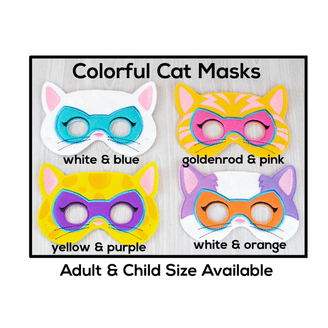 Colorful Cat Masks-adult or Child Size Felt Mask-costume-creative ...