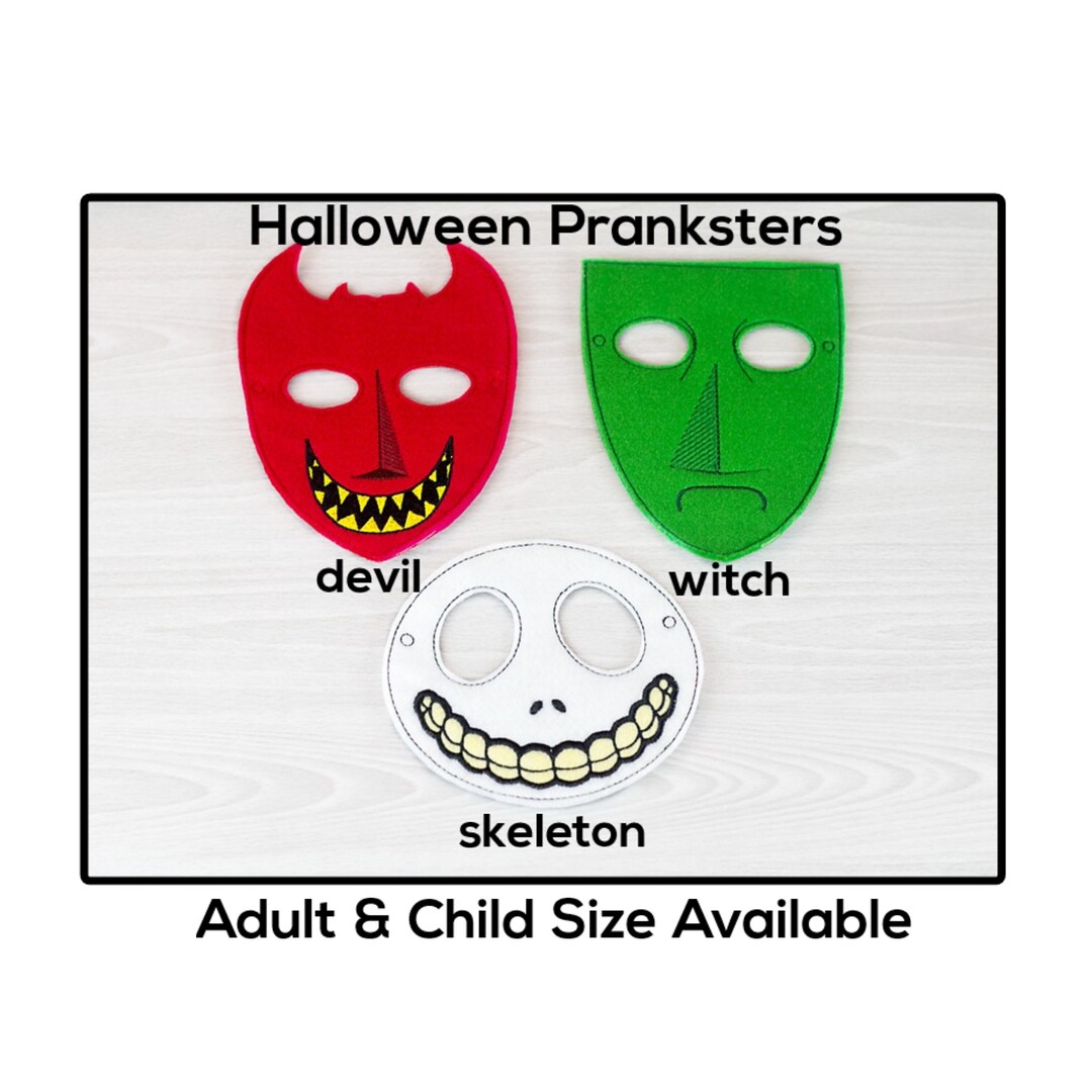 Halloween Prankster Masks-adult or Child Size Felt Mask-costume ...