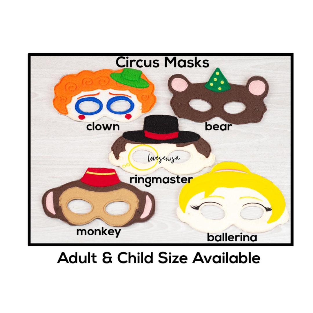 Circus Masks-adult or Child Size Felt Mask-costume-creative-imaginary ...