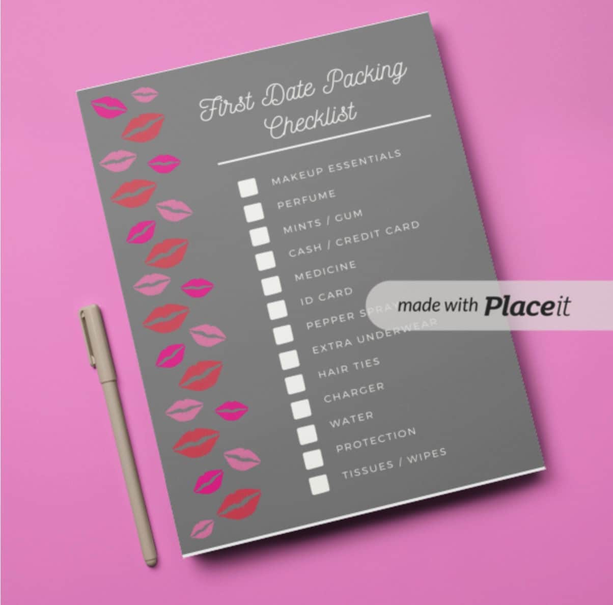 First Date Packing Checklist | Printable & Downloadable Packing List - Etsy