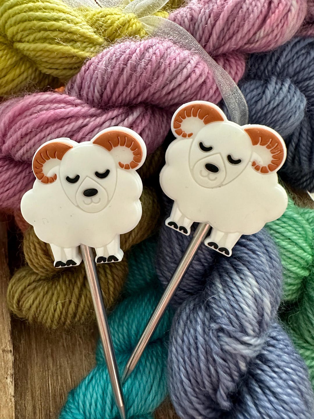 Ram - Sheep - Stitch Stoppers - Knitting Needle Point Protectors ...