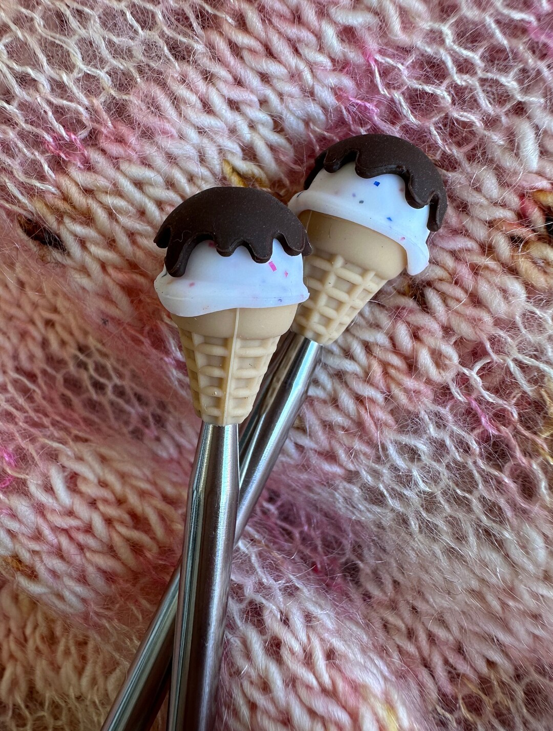3D Ice Cream Cone Stitch Stoppers Knitting Needle Point Protectors ...