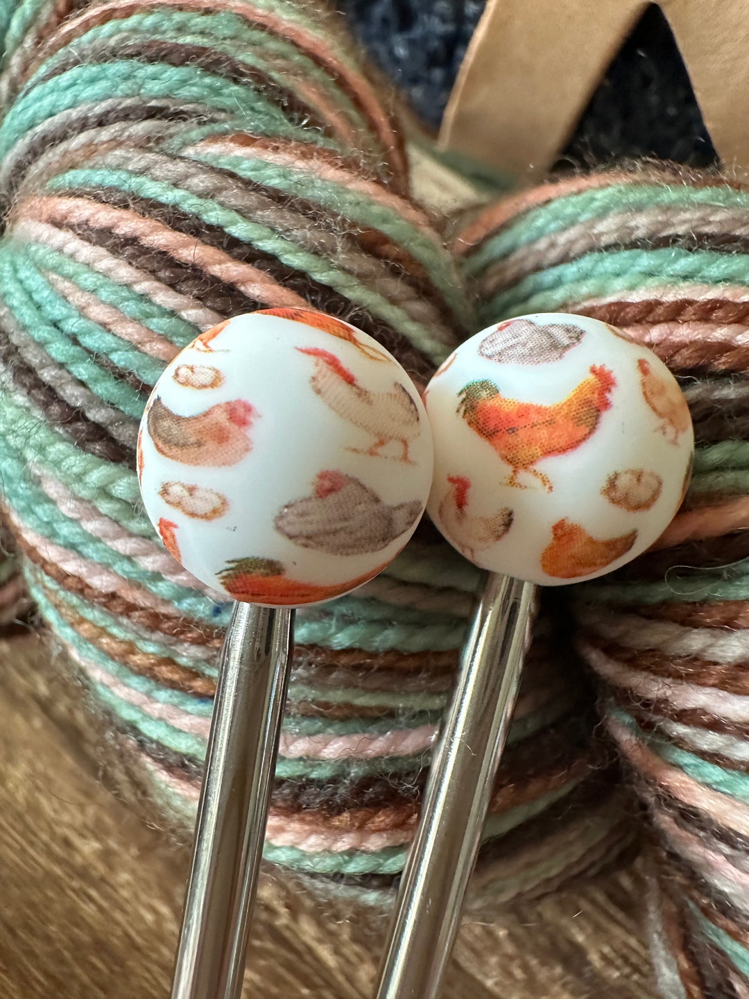 Rooster Chicken Stitch Stoppers: 15mm Knitting Needle Point Protectors ...