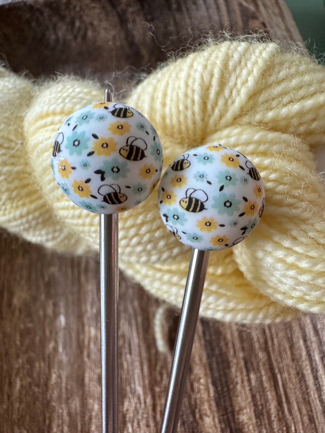 Bumble Bee Floral Stitch Stoppers: Knitting Needle Point Protectors - Etsy