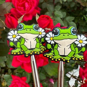 Frog & Daisy Stitch Stoppers Knitting Needle Point Protectors Knitting ...