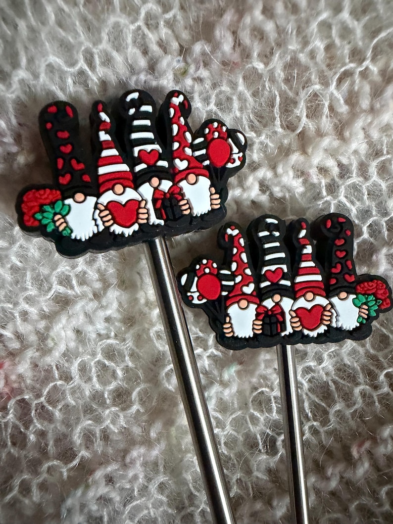 Gnome Valentine Delivery Crew Stitch Stoppers: Knitting Needle Point ...