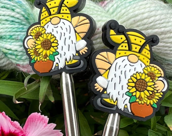 Bee Gnome - Stitch Stoppers - Knitting Needle Point Protectors ...