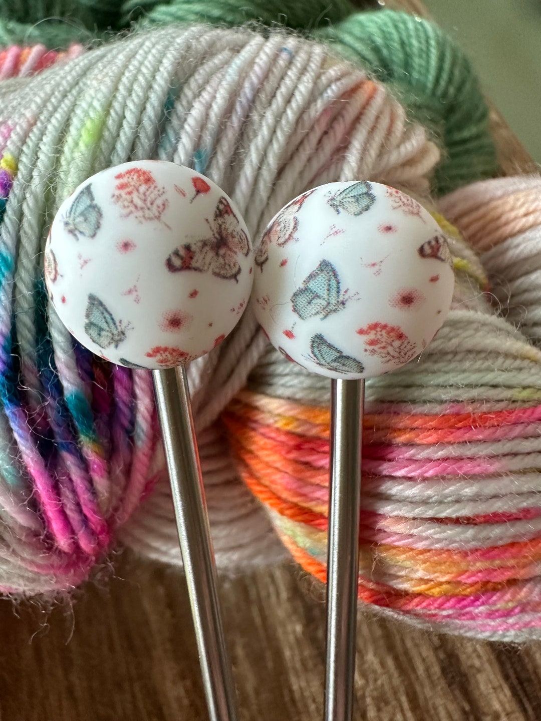 Butterfly Sky - 15mm Round - Stitch Stoppers - Knitting Needle Point ...