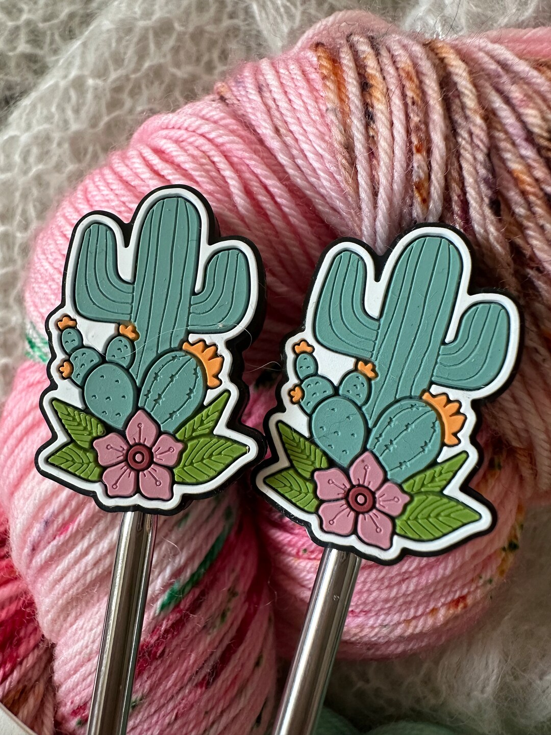Cactus Flower - Stitch Stoppers - Knitting Needle Point Protectors ...