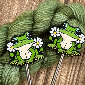 Frog & Daisy Stitch Stoppers Knitting Needle Point Protectors Knitting ...