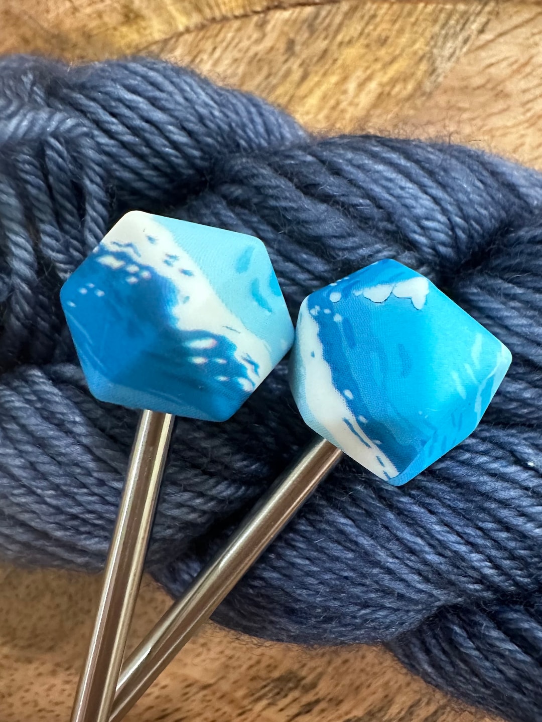 Ocean Wave Hexagon - Stitch Stoppers - Knitting Needle Point Protectors ...