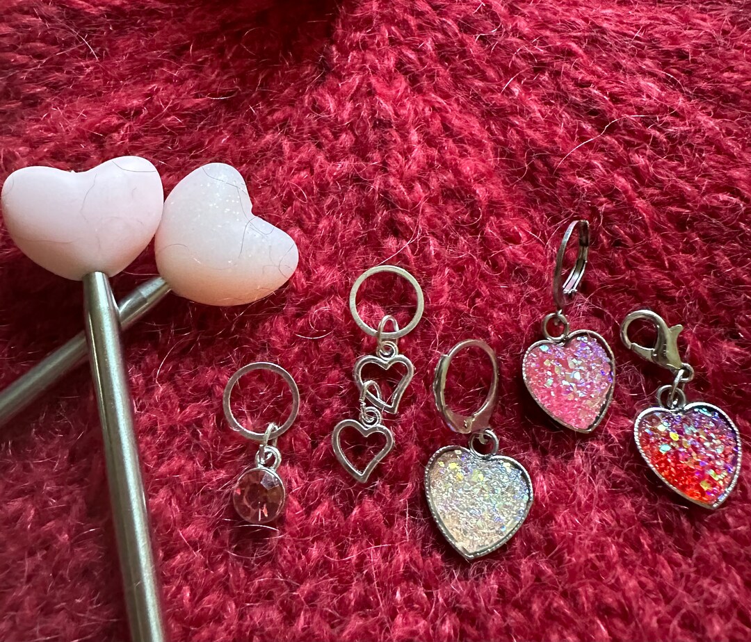 Sparkle Heart Stitch Marker Set – Knitting Crochet Progress Keepers - Etsy