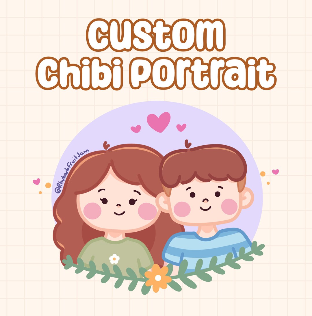 Custom Chibi Portrait, Chibi Couple, Couple Portrait, Portrait ...