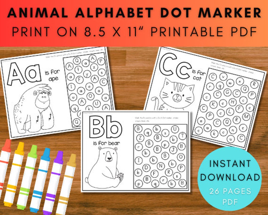 Animal Alphabet Dot Marker Worksheets: A-Z Activities (PDF) - Etsy