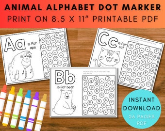 Alphabet Animals | Dot Marker Worksheets (A-Z) - Etsy