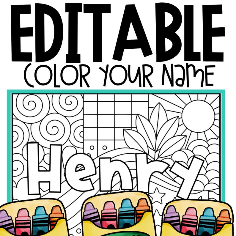 Editable Name Coloring Pages Zentangles - Etsy