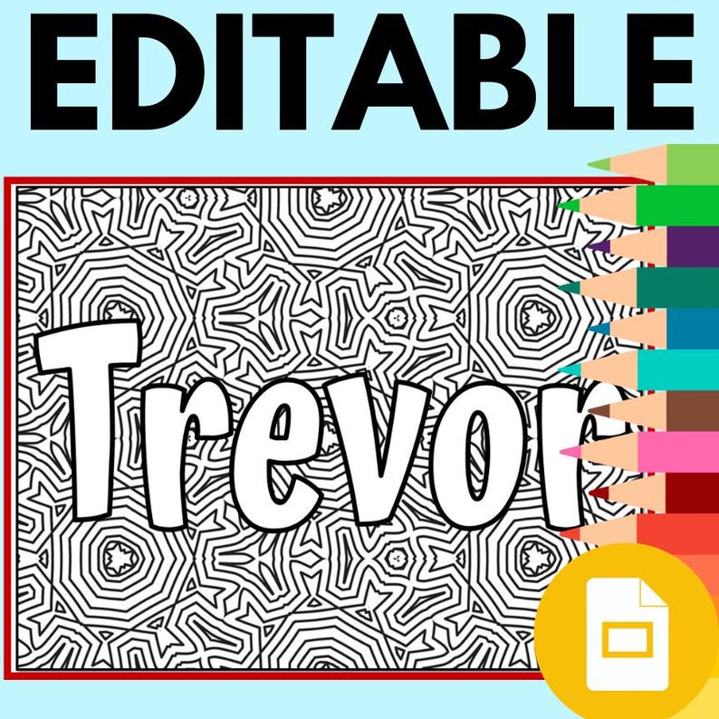 Editable Name Coloring Pages Detailed Design Patterns - Etsy