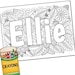 Personalized Flower Zentangle Coloring Pages: Editable Student Name ...