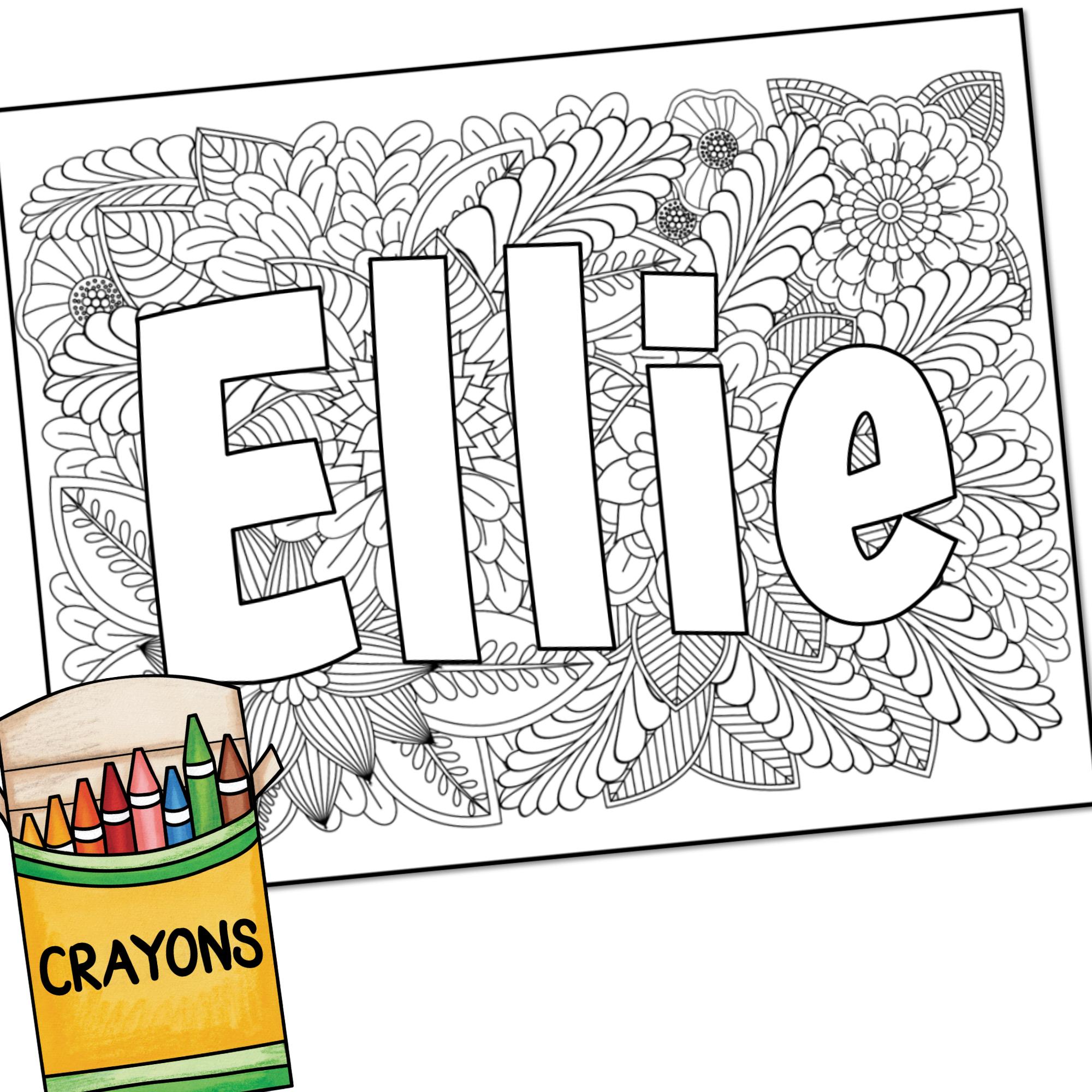 Personalized Flower Zentangle Coloring Pages: Editable Student Name ...