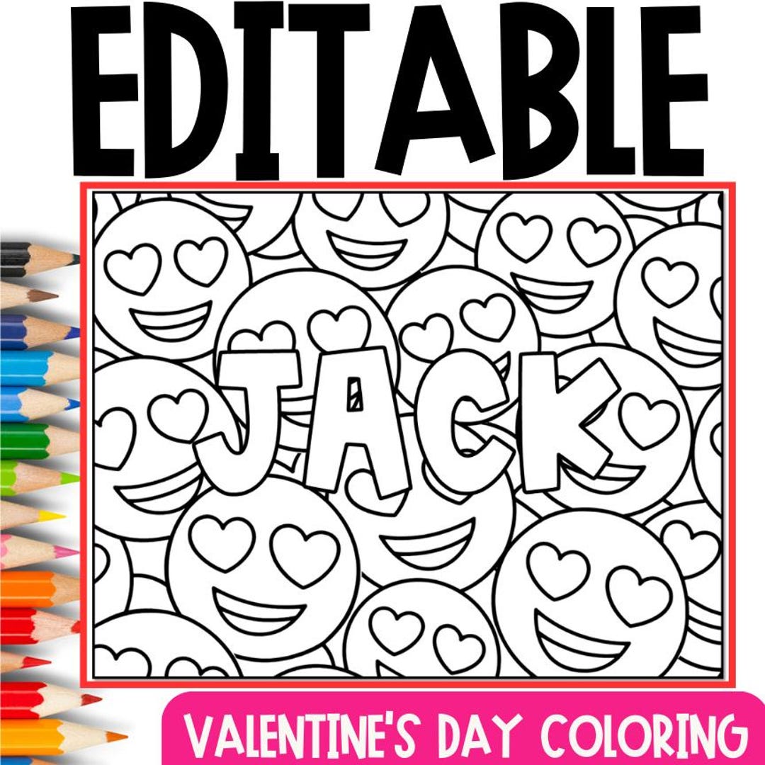 Editable Valentine Name Coloring Pages | Heart Doodle Kids Activity ...