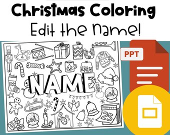 EDITABLE! Christmas Doodles Personalized Coloring Pages Add Student ...