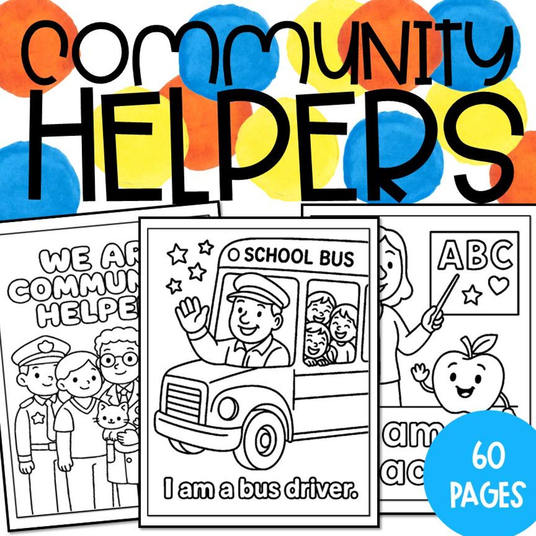 Community Helpers Coloring Book, 59 Printable Pages (PDF K-1 Activity ...