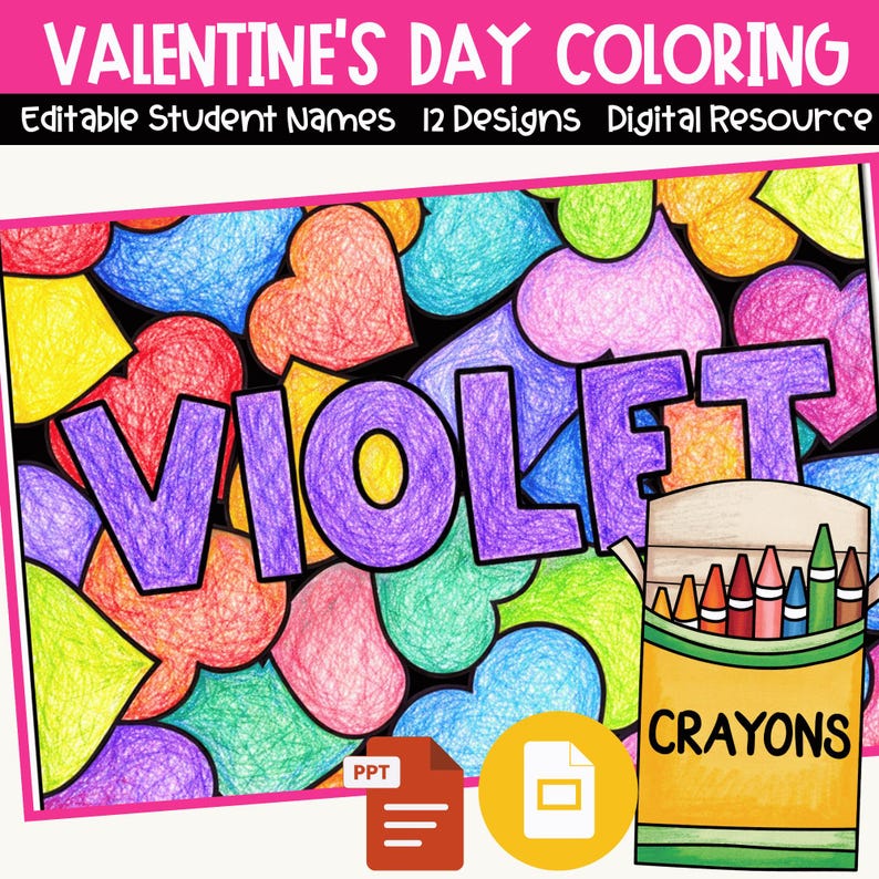 Valentine Name Coloring Page | Editable Heart Doodle Activity (digital ...