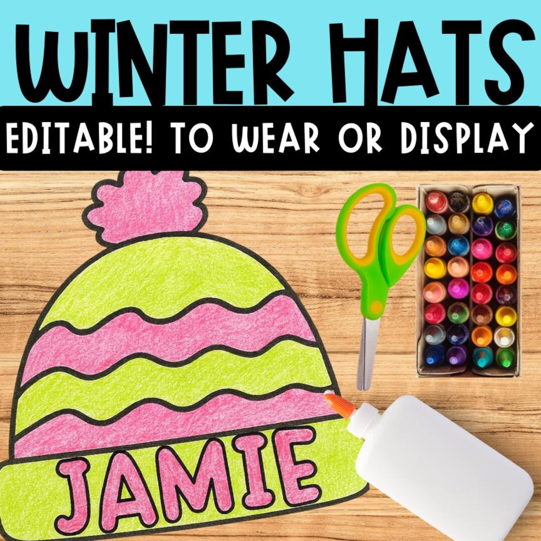 Winter Hat Craft, Editable Name, Coloring Activity (digital Download ...