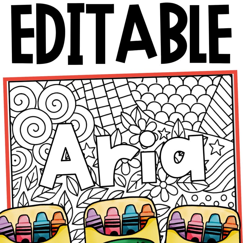 Editable Name Coloring Pages Zentangles - Etsy