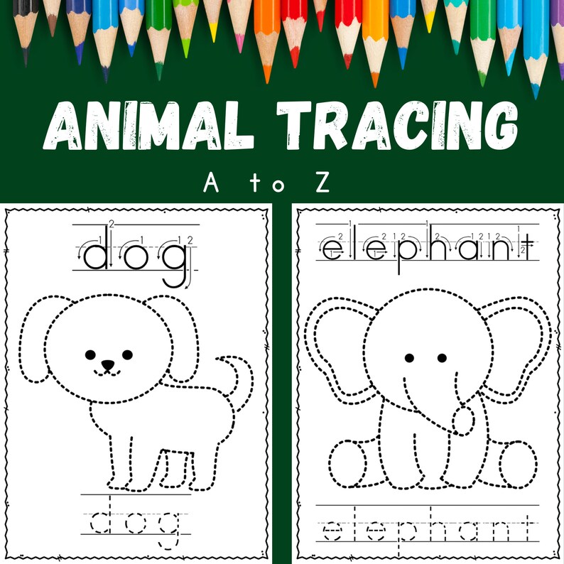 Alphabet Animals Tracing A-Z: Handwriting Practice for Preschoolers - Etsy