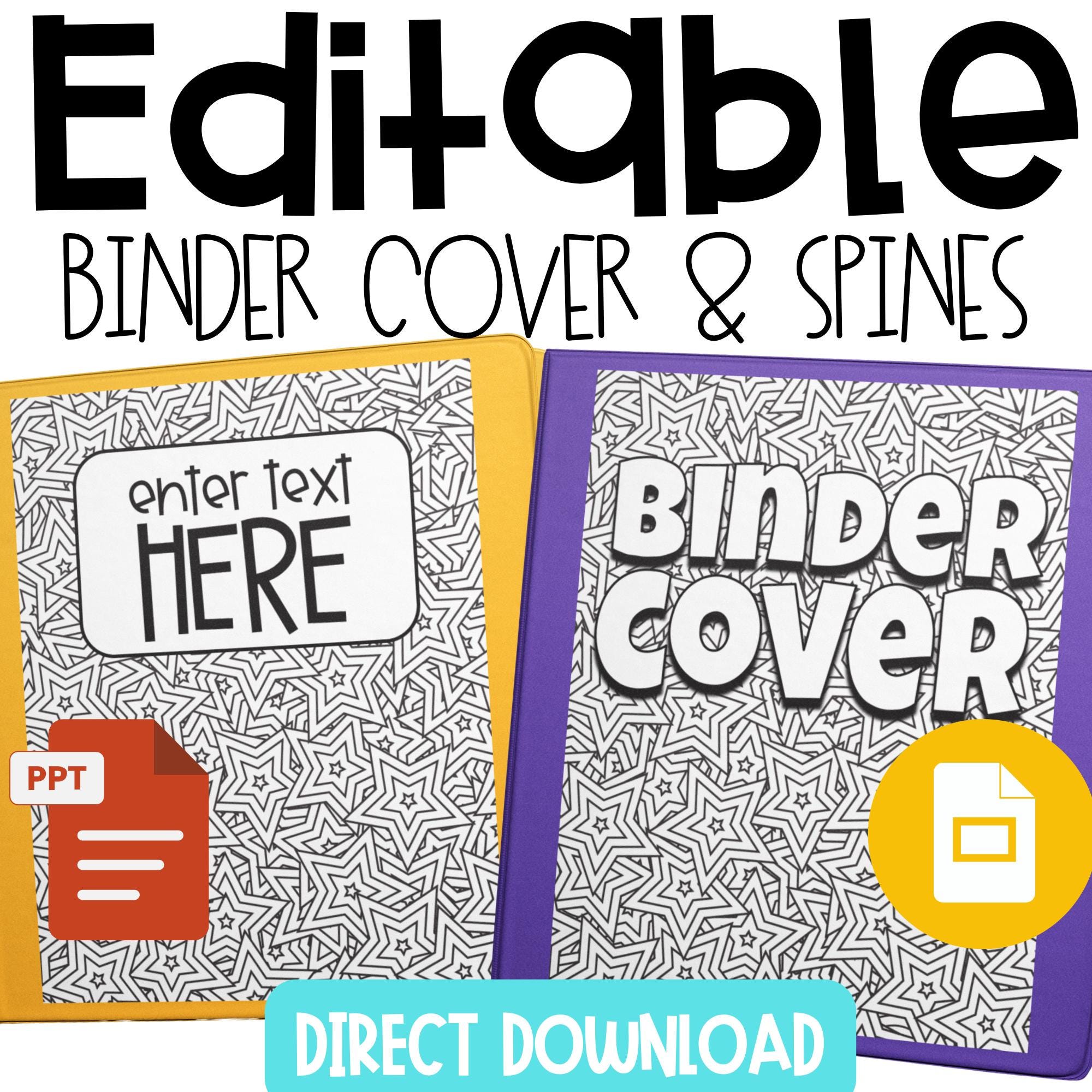 Geometric Coloring Page Binder Covers: Editable School Templates ...