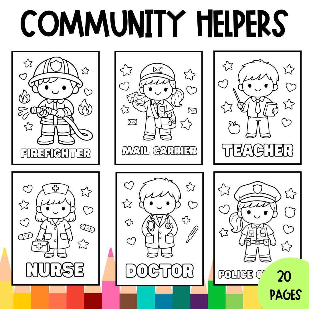 Community Helpers Coloring Pages | Preschool & Kindergarten Jobs ...