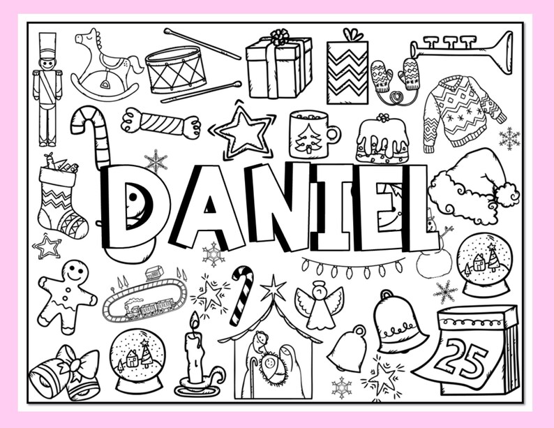 Editable Name Coloring Pages Christmas - Etsy Canada