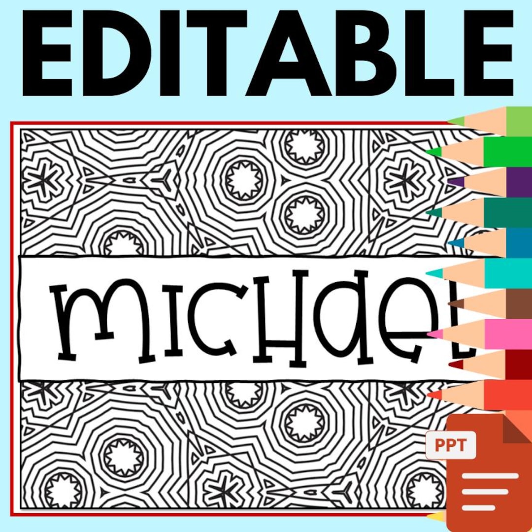 Editable Name Coloring Pages Detailed Design Patterns - Etsy