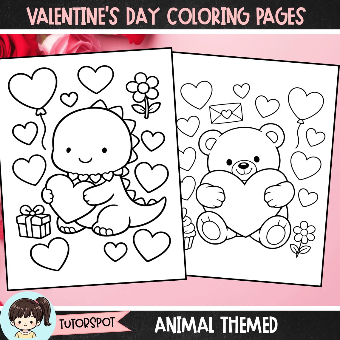 Valentine's Day Animal Coloring Pages - 21 Printable Sheets (PDF ...