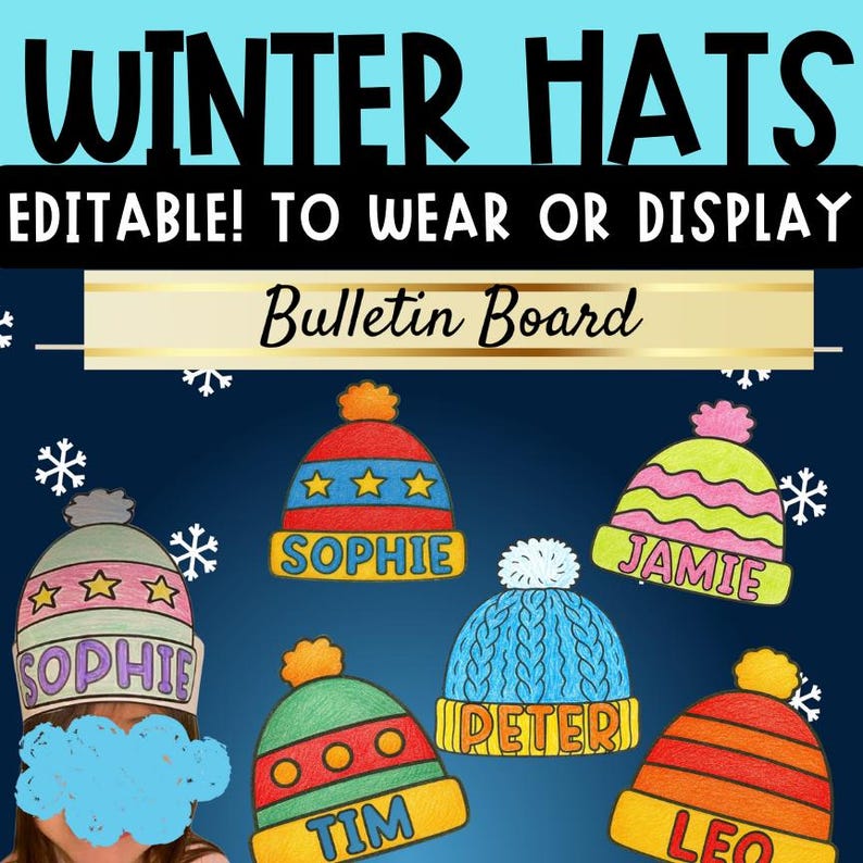 Winter Hat Craft, Editable Name, Coloring Activity (digital Download ...