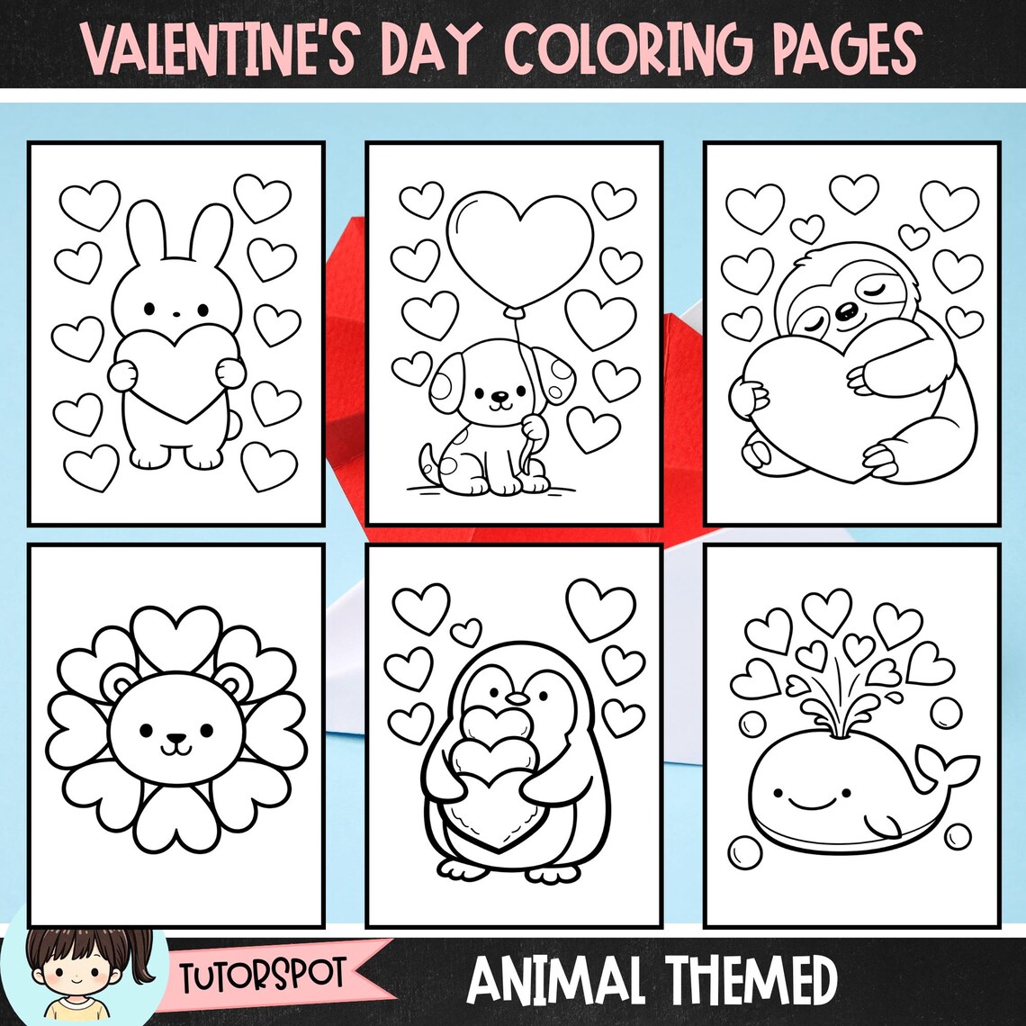 Valentine's Day Animal Coloring Pages - 21 Printable Sheets (PDF ...
