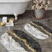 Set of 2 Marble Bath Mat, Black Gold Bath Rug, Non-slip Bath Mat Set ...