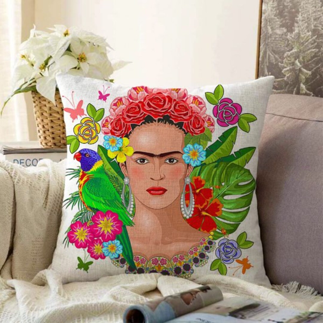 Frida Kahlo Pillow Case, Frida Home Decor, Mexican Floral Cushion Cover ...
