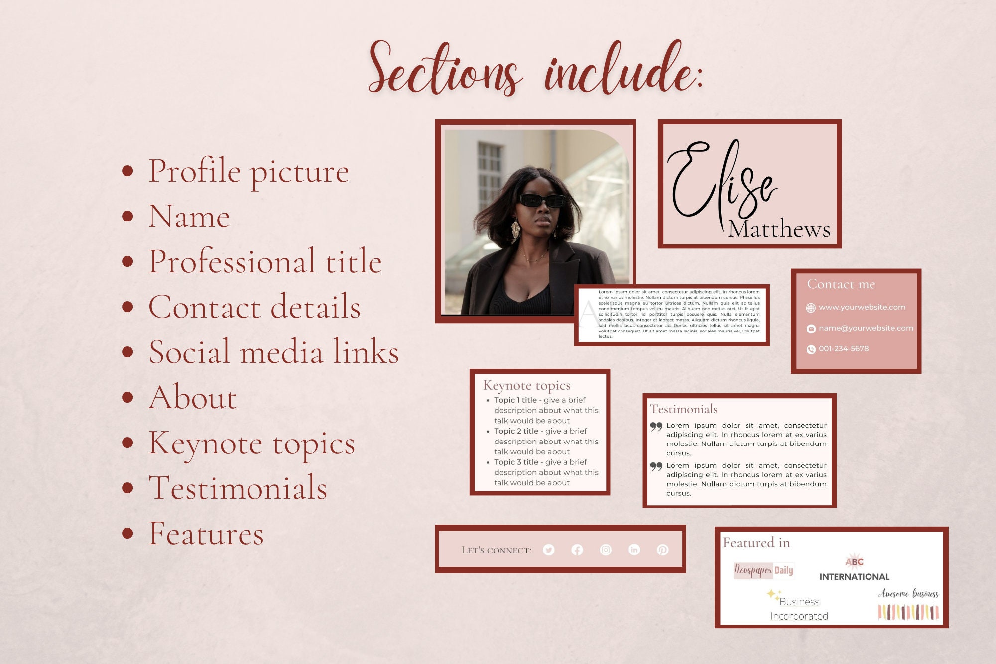 One Sheet Canva Template for Speakers, Coaches & Podcast Guests ...