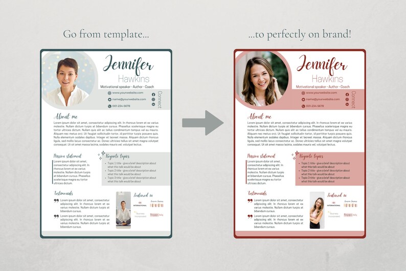 One Sheet Canva Template for Speakers, Coaches & Podcast Guests, Showcase Your Skills and ...