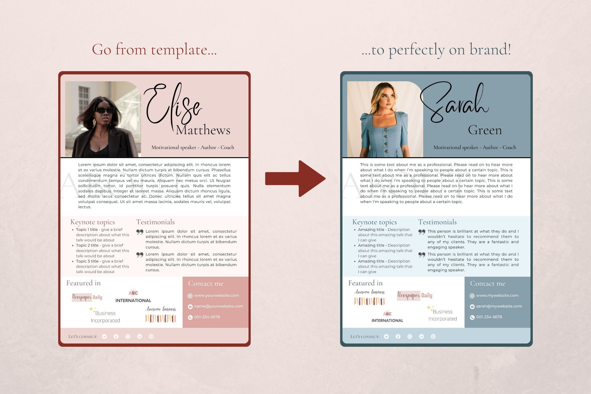 One Sheet Canva Template for Speakers, Coaches & Podcast Guests, Showcase Your Skills and ...