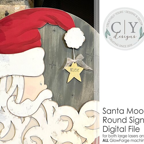 Santa Moon Ornament File SVG Digital File Laser File - Etsy
